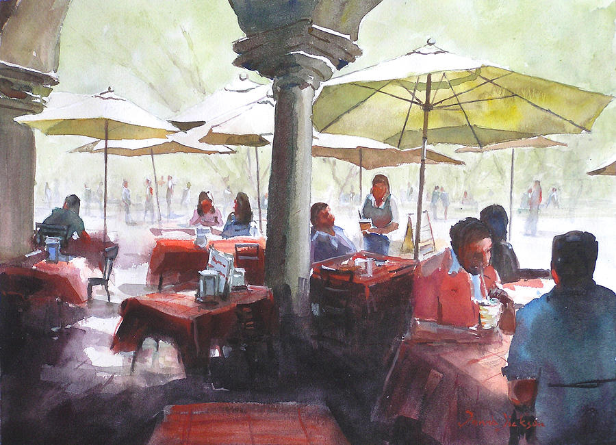 Afternoon Cafe Painting by Donna Dickson - Pixels