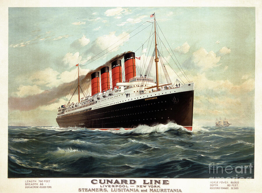 Advertisement For The Cunard Line, Circa 1908 Drawing by Fred Pansing ...
