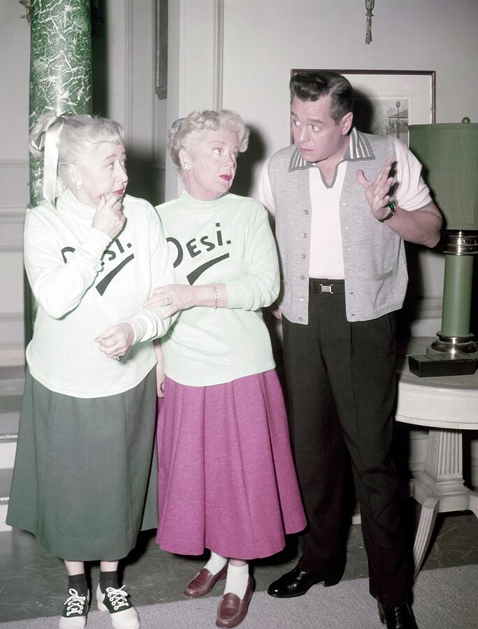 Desi Arnaz with Spring Byington on December Bride Set Photograph by ...