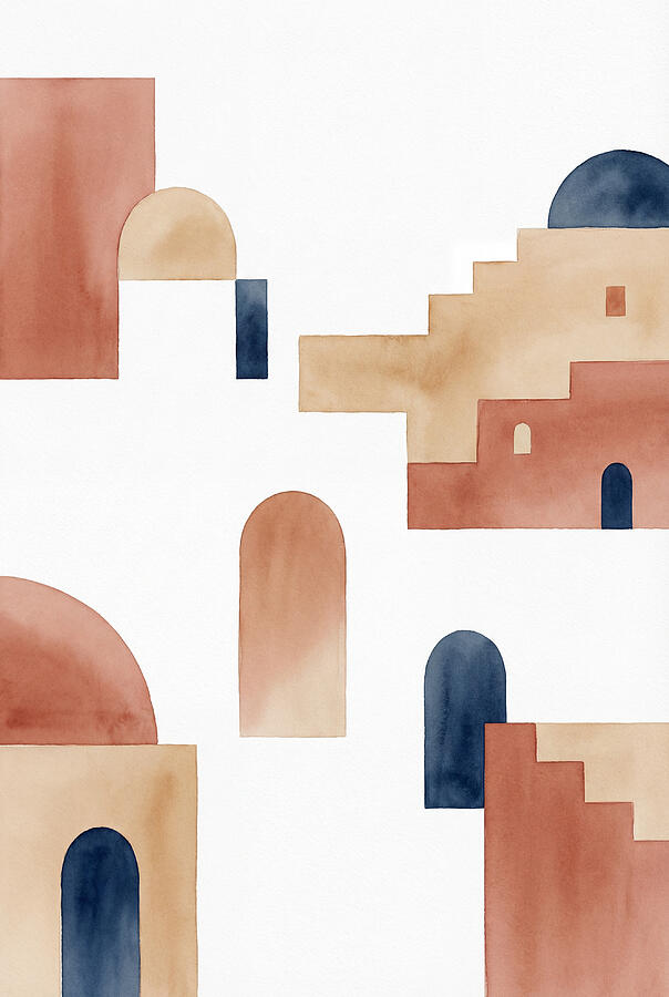 Minimalist Moroccan Architecture Painting by James Halvik - Pixels