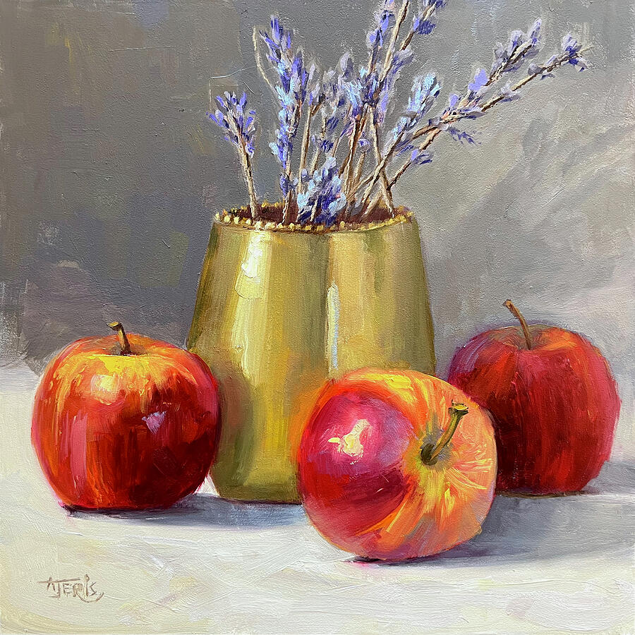 Apples and Lavender Painting by Andrea Jeris - Pixels