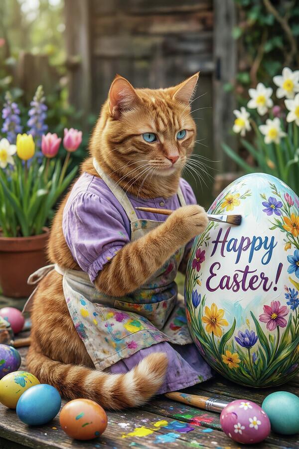 Cat Painting Easter Egg by Matthias Hauser