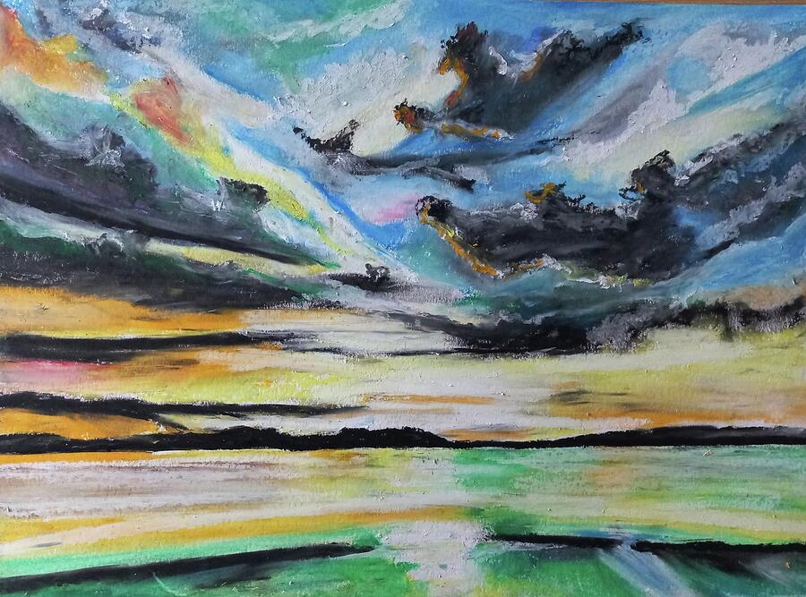 Dramatic Coastal Sunset Pastel by Bert Ottens - Pixels