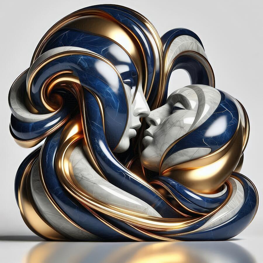 Intertwined Metallic Faces Digital Art by David Manlove - Pixels