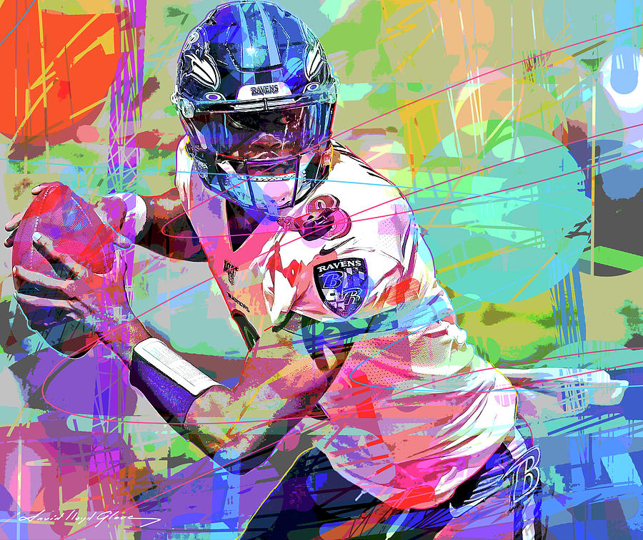 Lamar Jackson Qb Painting by David Lloyd Glover - Pixels