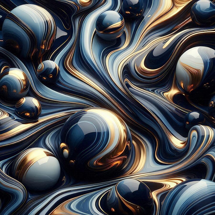 Liquid Sapphire Gold Digital Art by David Manlove - Pixels