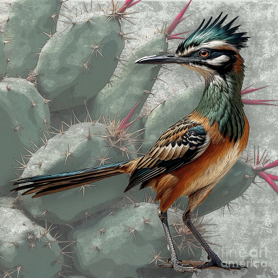 Road Runner w Cacti by Deb Nakano