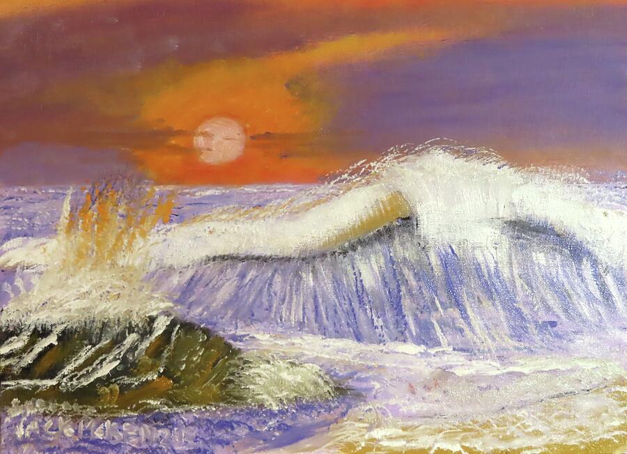 Sunset Over Crashing Waves Painting by Jack McKenzie - Pixels